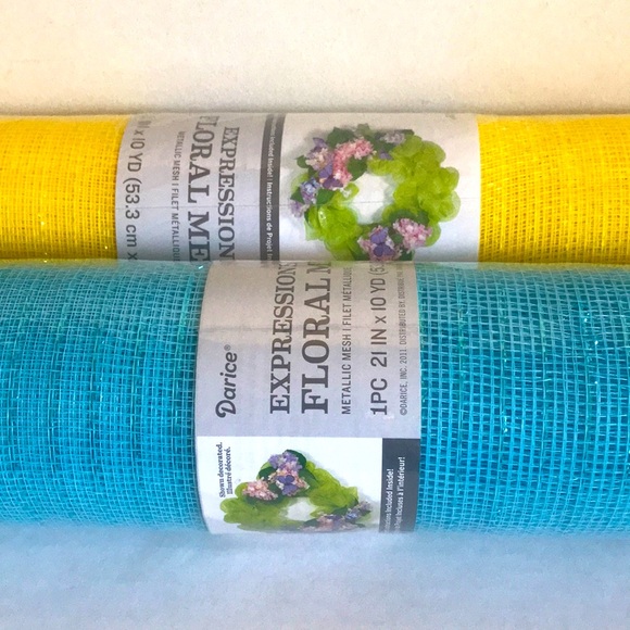 Design | Lot Of 2 Darcie Expressions Floral Mesh Metallic Colors Blue ...